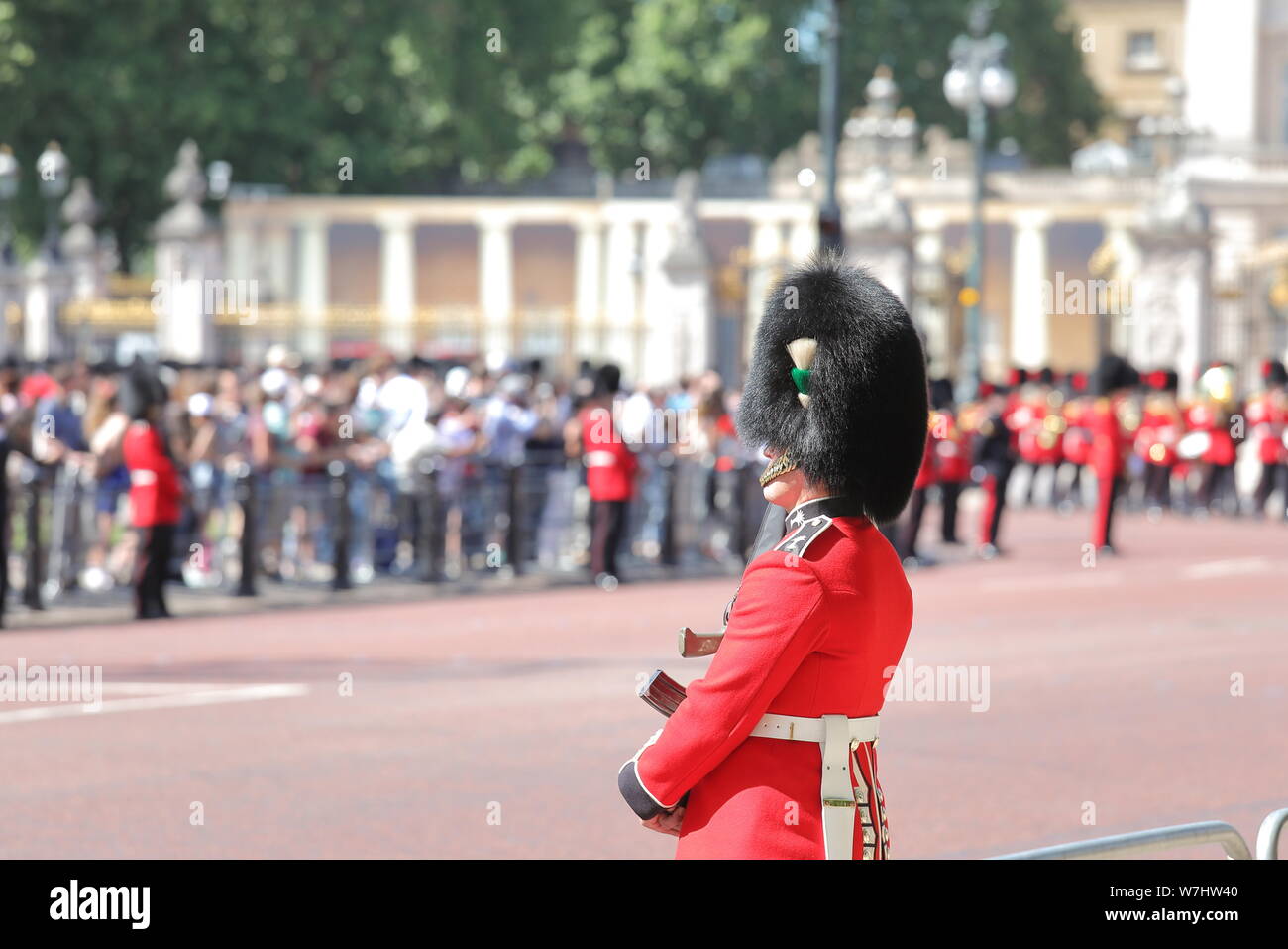 Security guards wait for parade at Buckingham palace London UK Stock ...