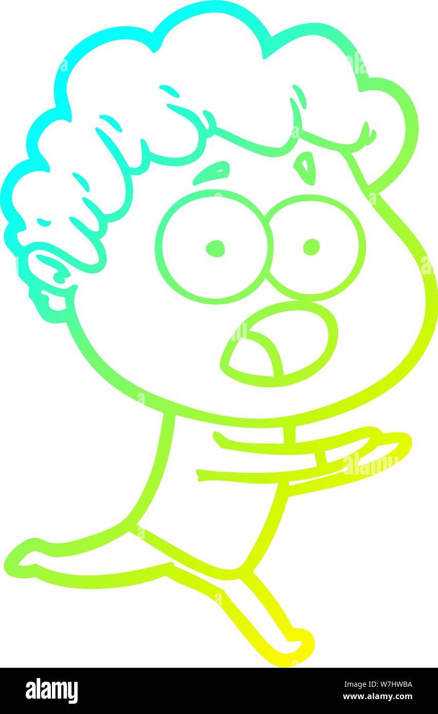 cold gradient line drawing of a cartoon man gasping in surprise Stock ...