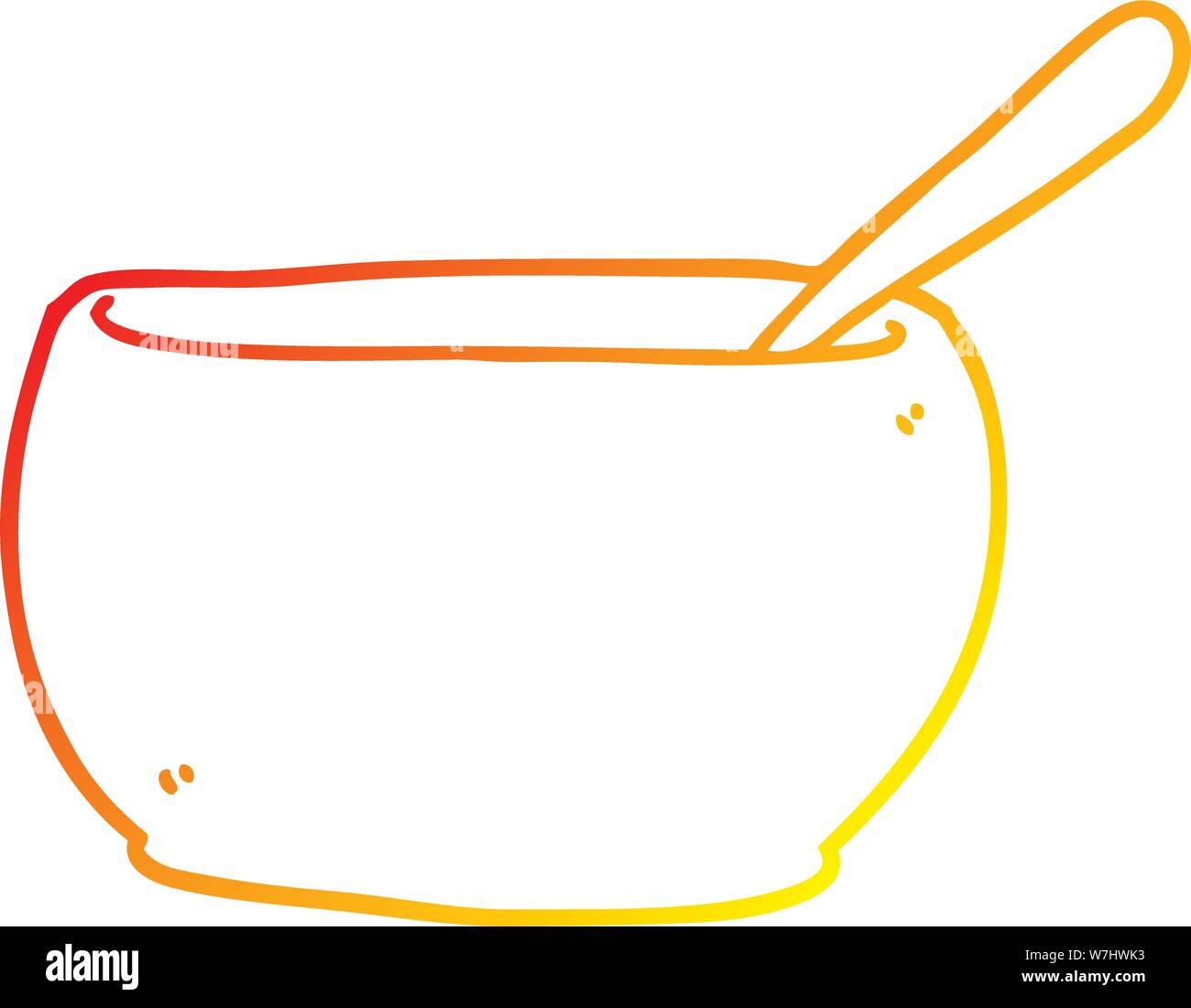 warm gradient line drawing of a cartoon soup bowl Stock Vector Image ...