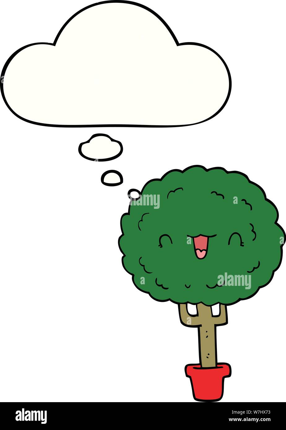 cartoon happy tree with thought bubble Stock Vector Image & Art - Alamy