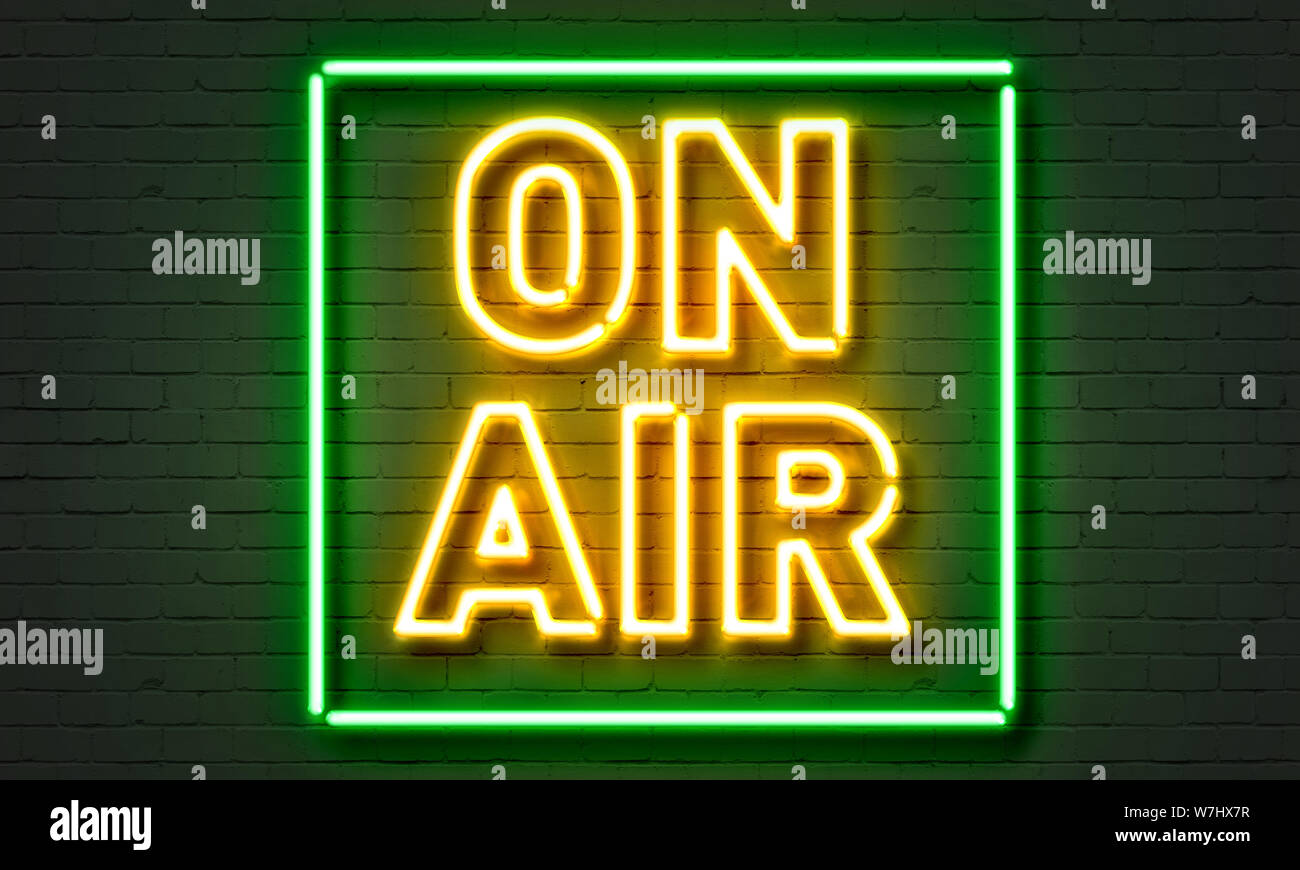 On air neon sign on brick wall background Stock Photo - Alamy