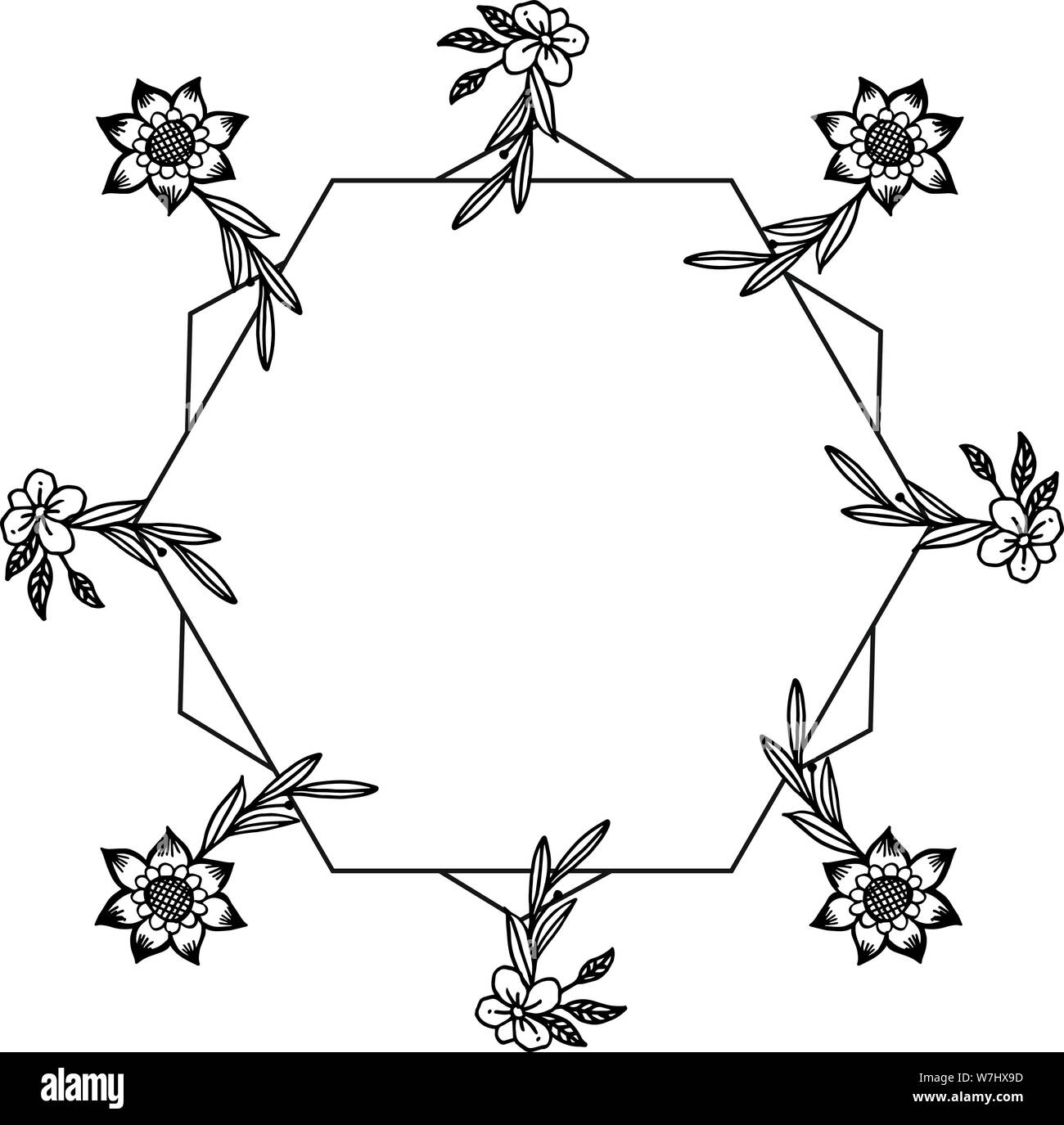 Simple leaf flower frame, with place for your text. Vector illustration ...