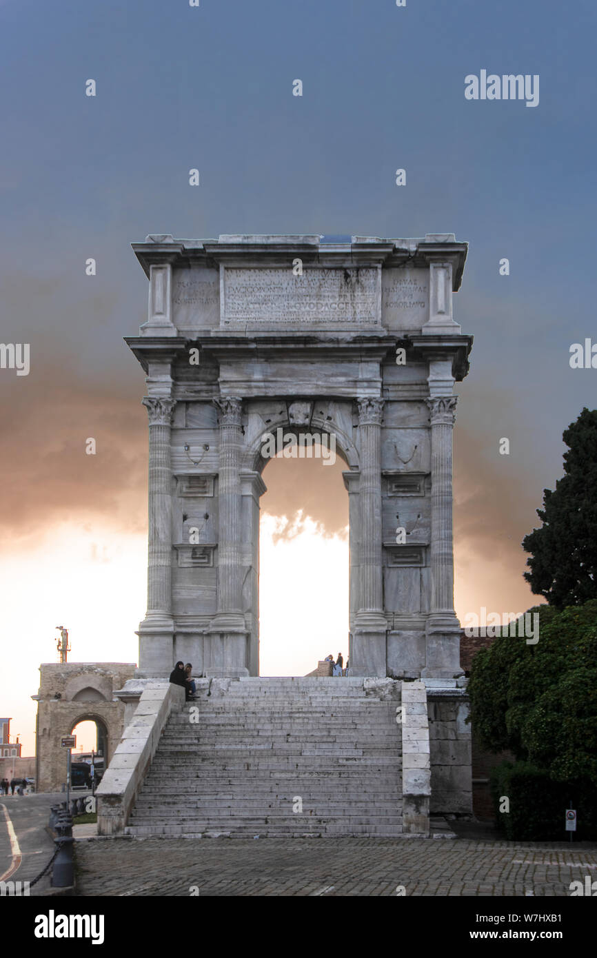 The Arch of Trajan in Ancona, a Roman Triumphal arch erected in honour ...