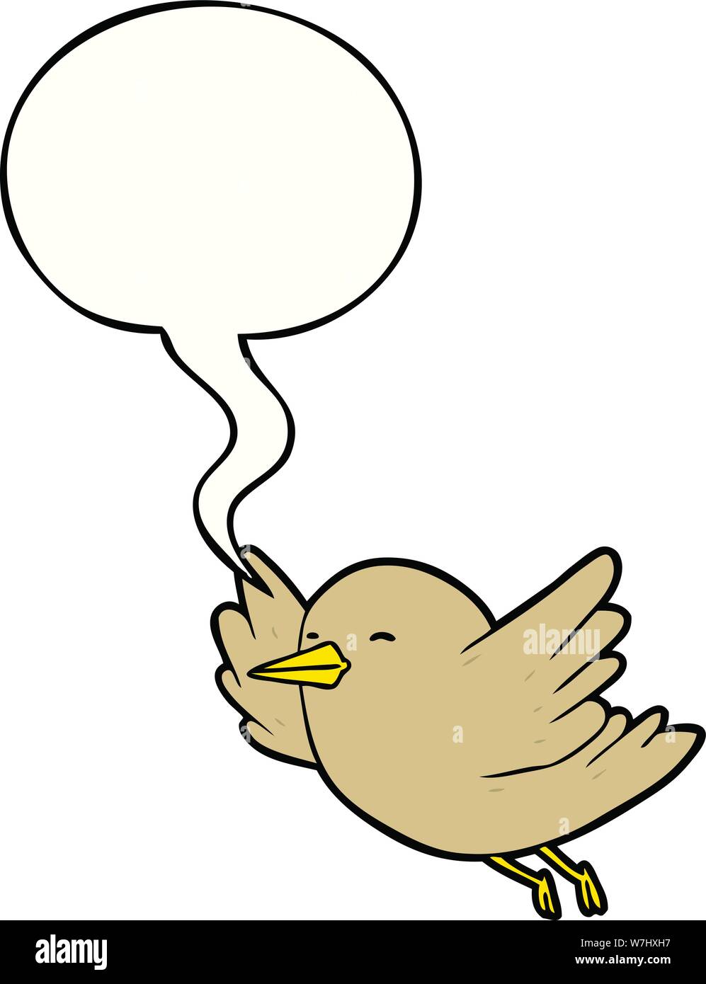 Freehand retro cartoon flying bird Stock Vector Images - Alamy