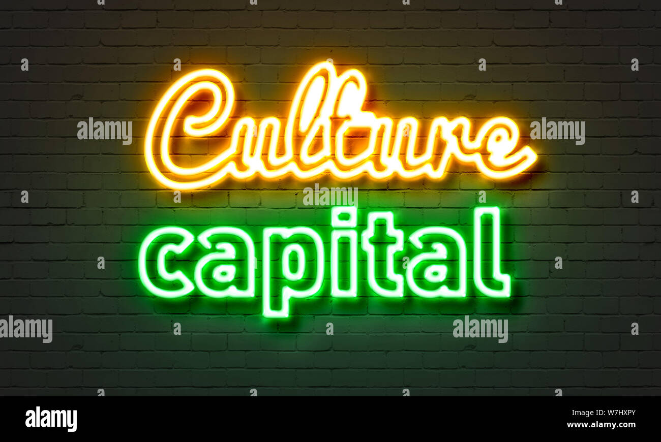 Culture capital neon sign on brick wall background Stock Photo - Alamy