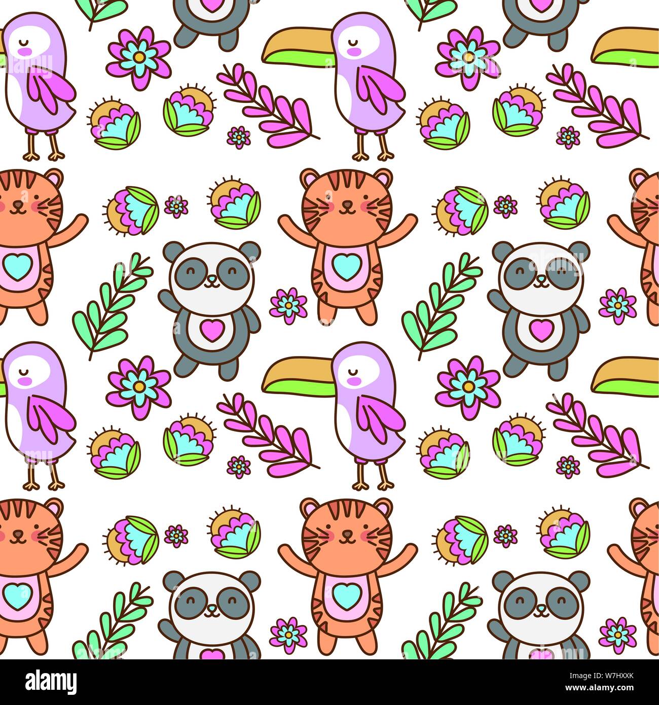 Cartoons background design, Kawaii expression cute character funny and ...