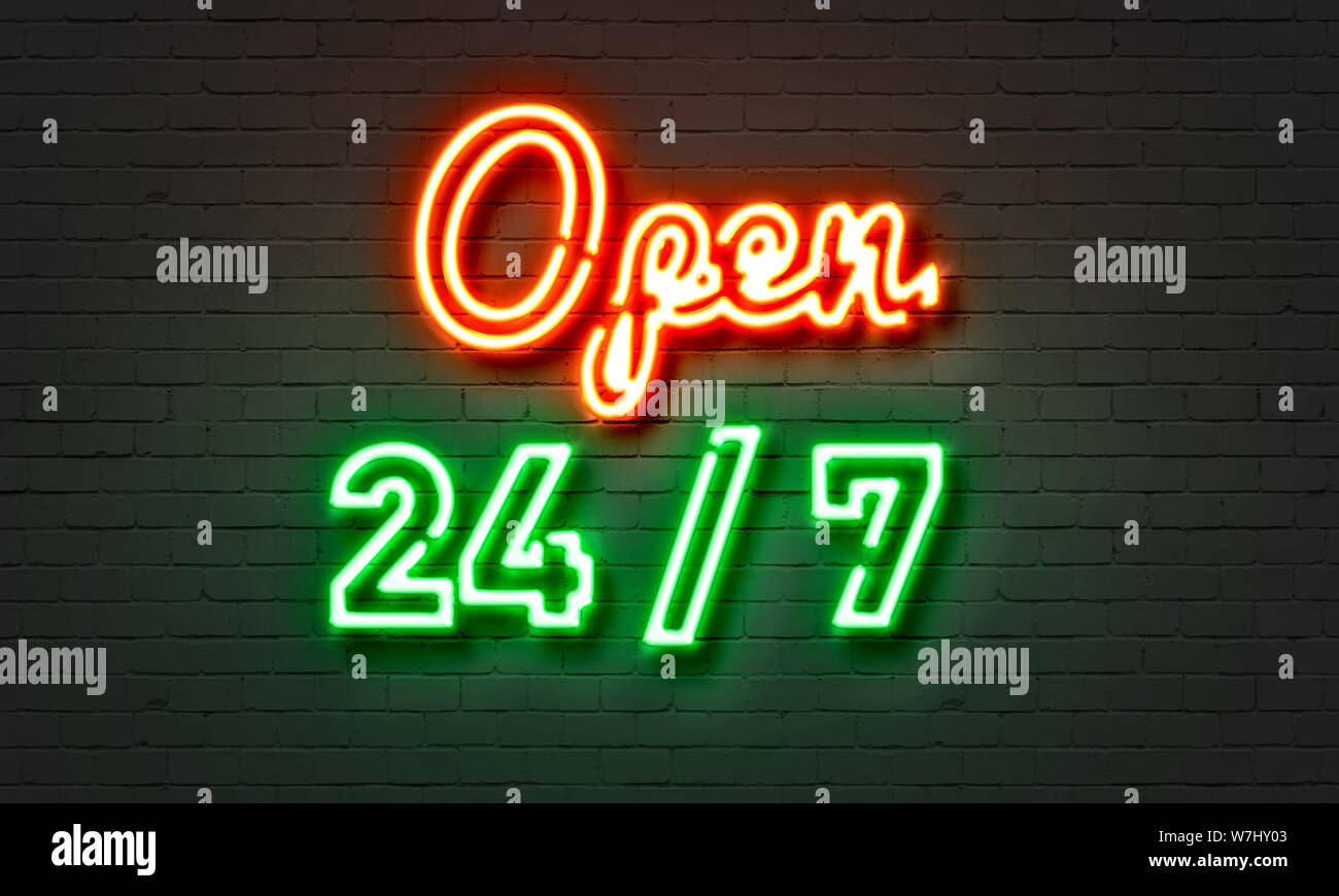 24 7 neon hi-res stock photography and images - Alamy