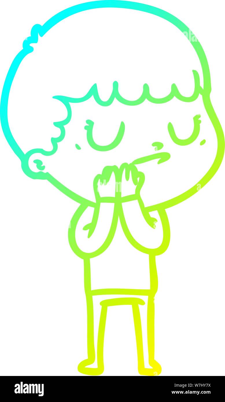 cold gradient line drawing of a cartoon grumpy boy Stock Vector Image ...