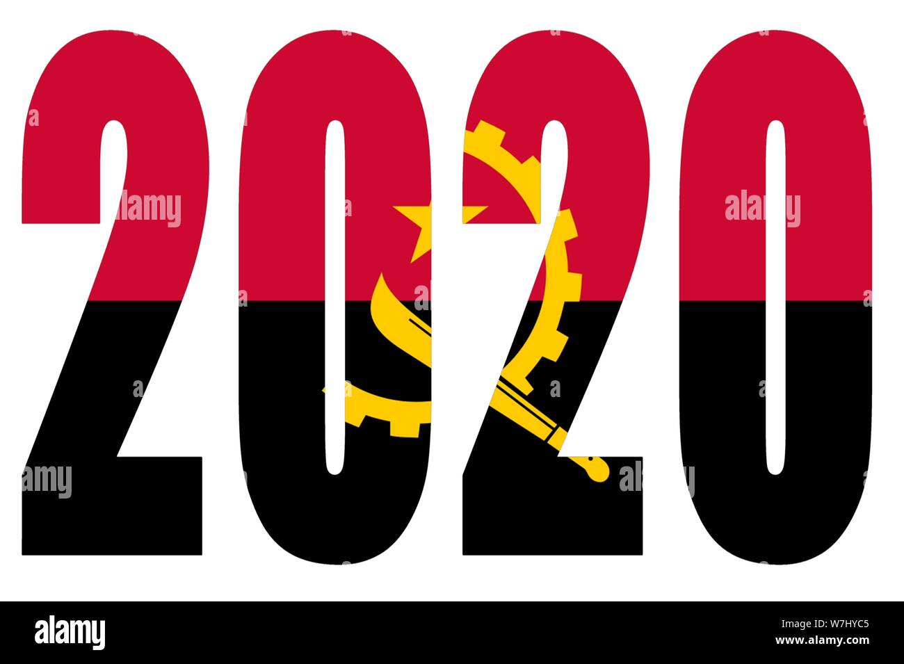 Flag of Angola on 2020 letters with isolated background Stock Photo - Alamy