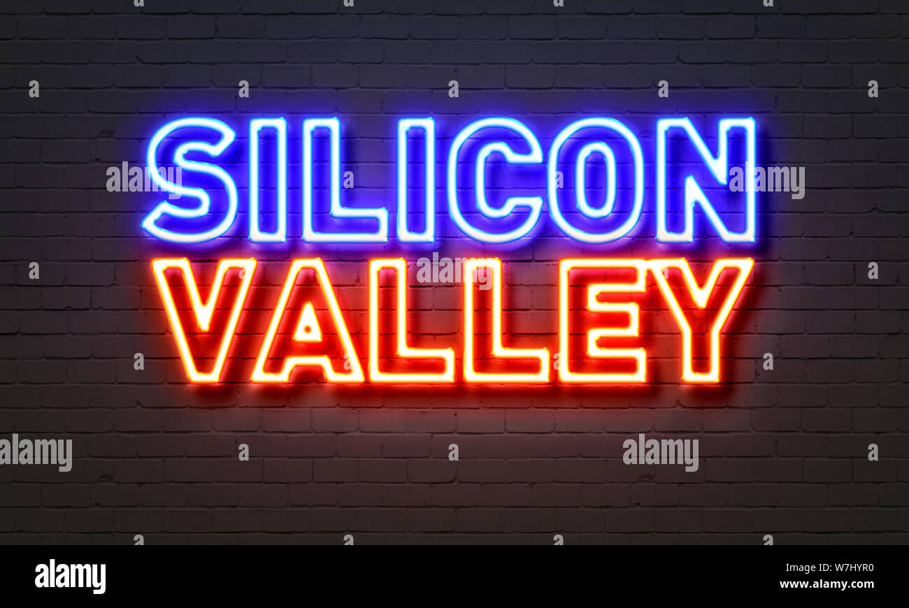 Silicon Valley neon sign on brick wall background Stock Photo - Alamy