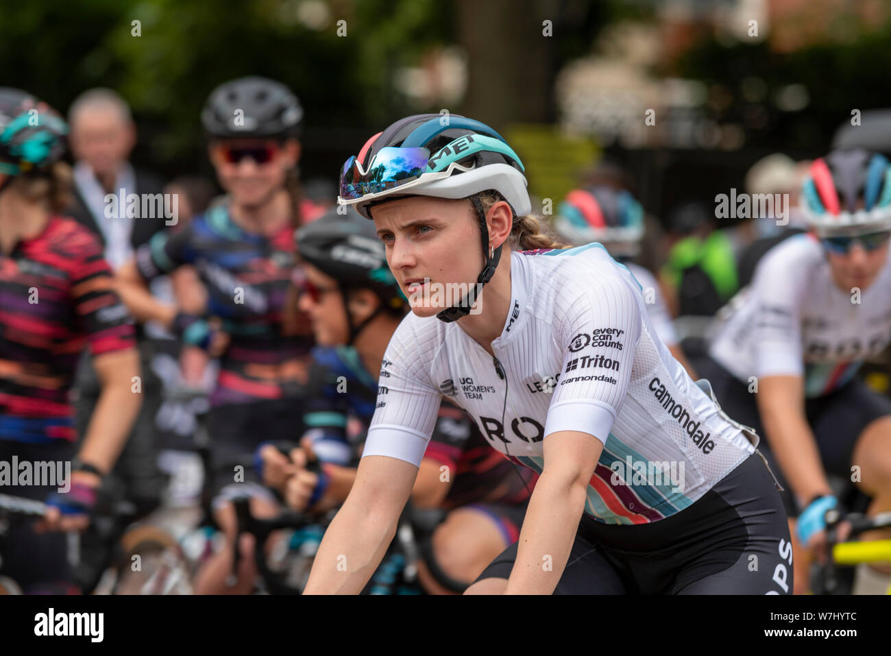 Megan Barker of team Drops before racing in the Prudential RideLondon ...