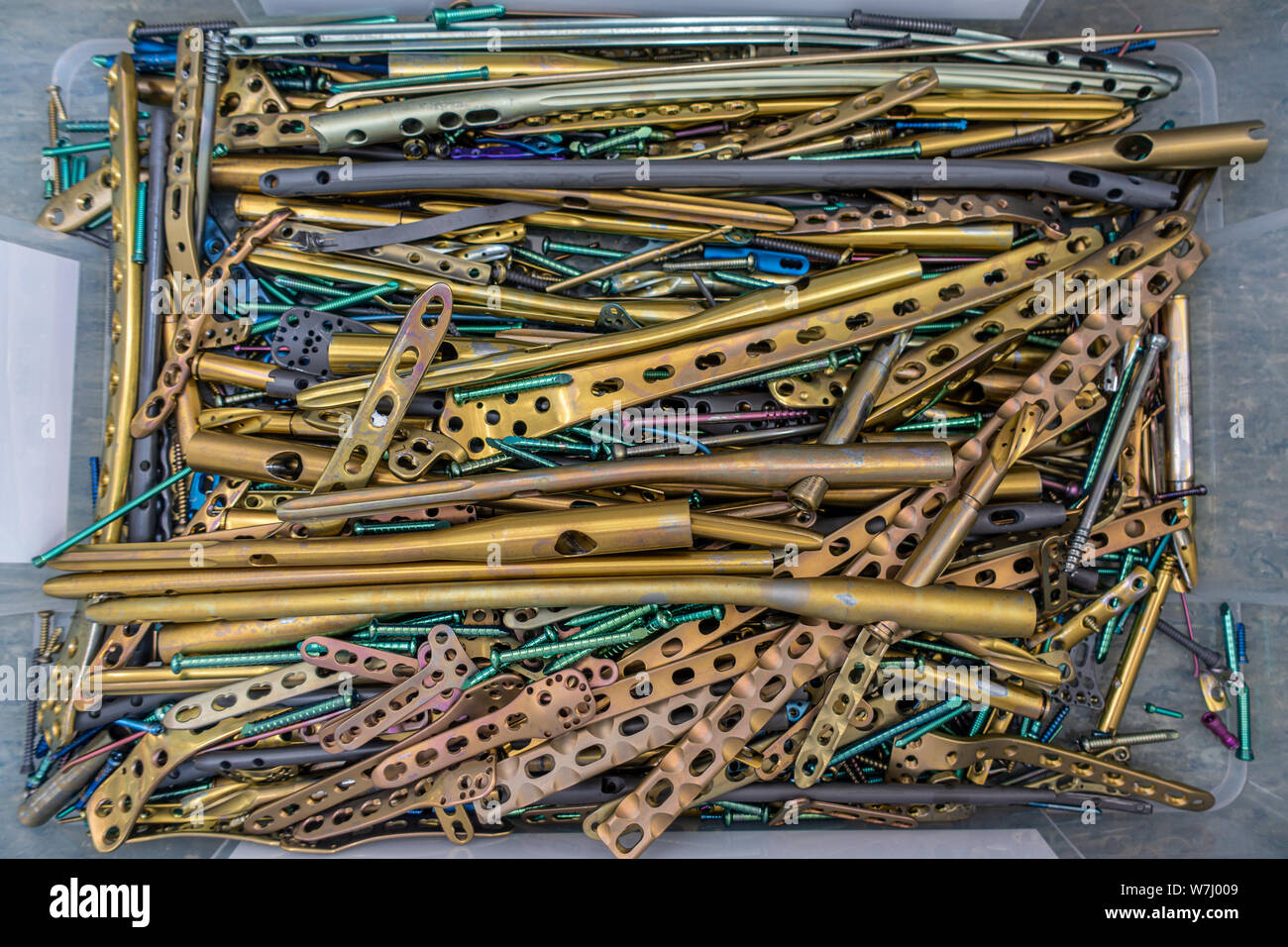 a box of explanted surgical implants Stock Photo - Alamy