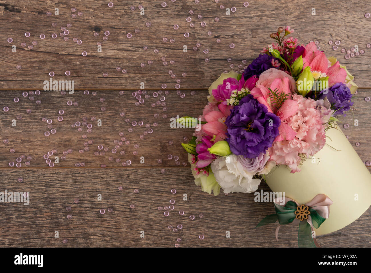 Bouquet of colorful fresh flowers with copy space Stock Photo - Alamy