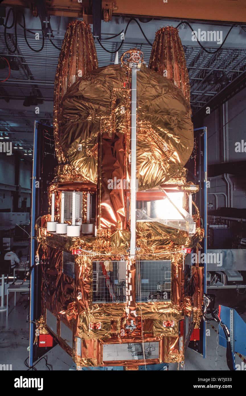 Satellite Manufacturing With Solar Panels Stock Photo - Alamy