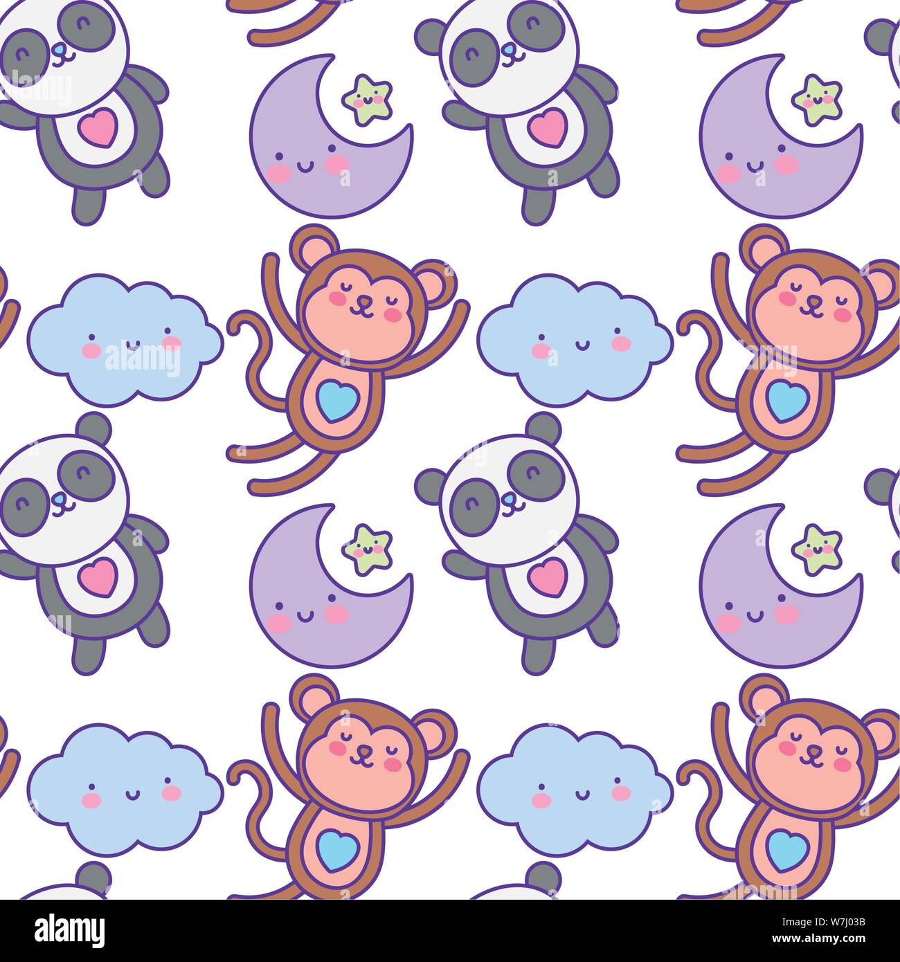 Cartoons background design, Kawaii expression cute character funny and ...
