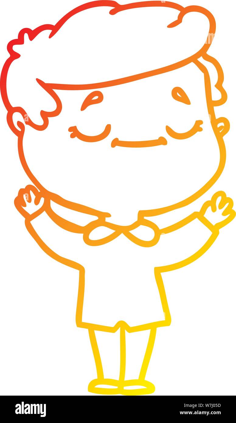 warm gradient line drawing of a cartoon peaceful man Stock Vector Image ...