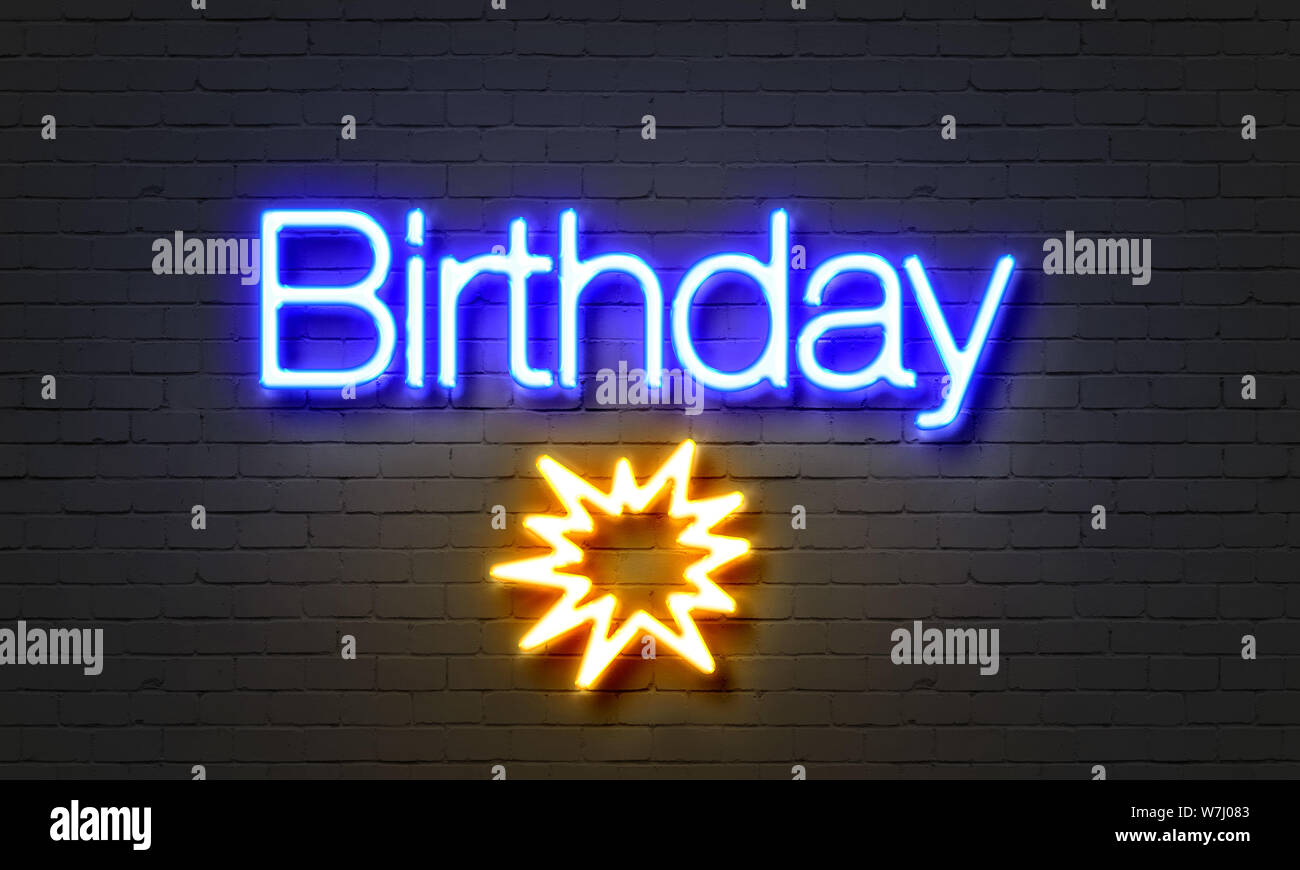 Birthday celebration neon sign hi-res stock photography and images - Alamy