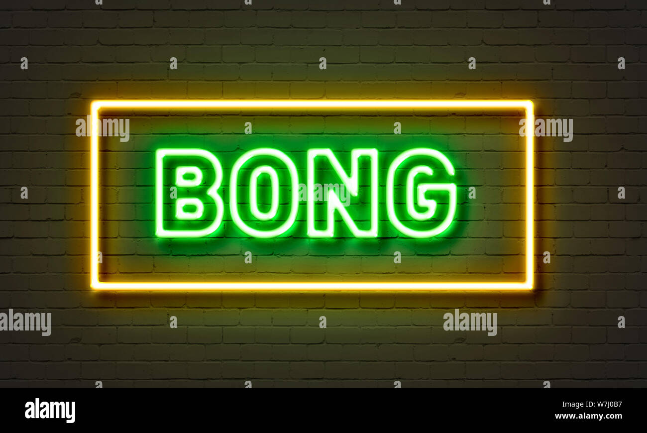 Bong neon sign on brick wall background Stock Photo - Alamy
