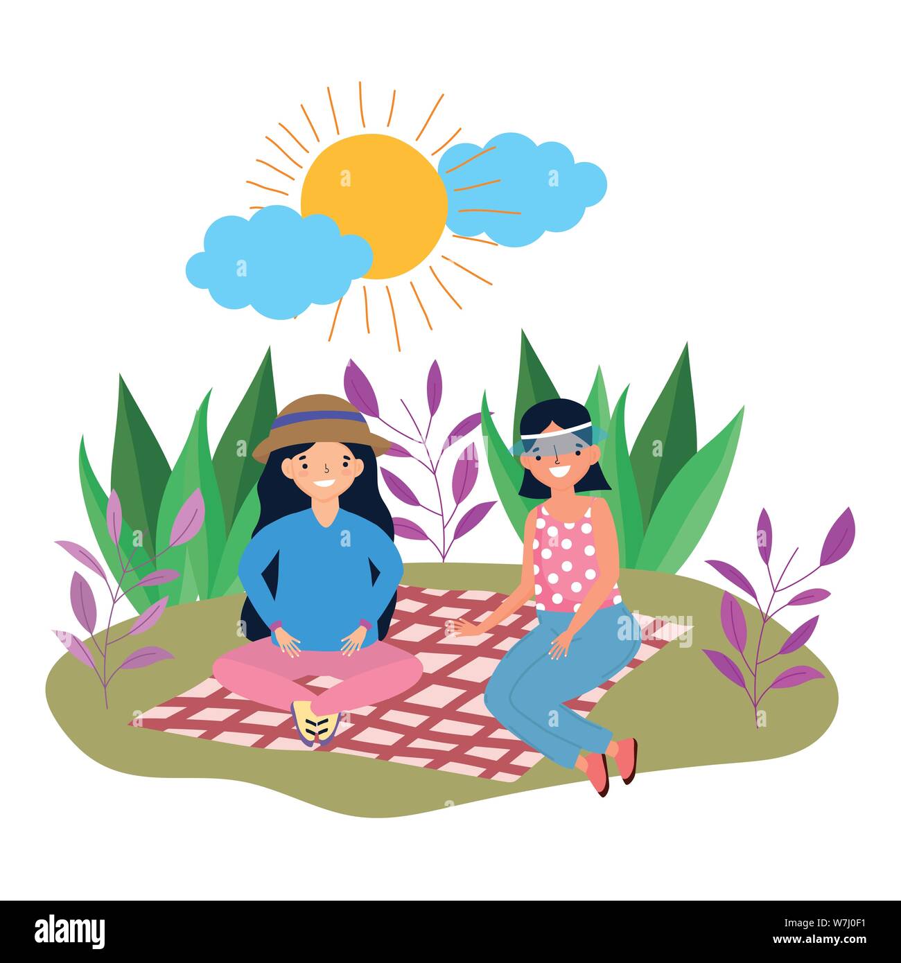 Women friends having picnic design, Food summer outdoor leisure healthy ...