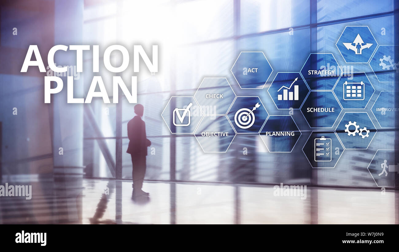 Action Plan Strategy Planning Vision Direction. Financial concept on ...