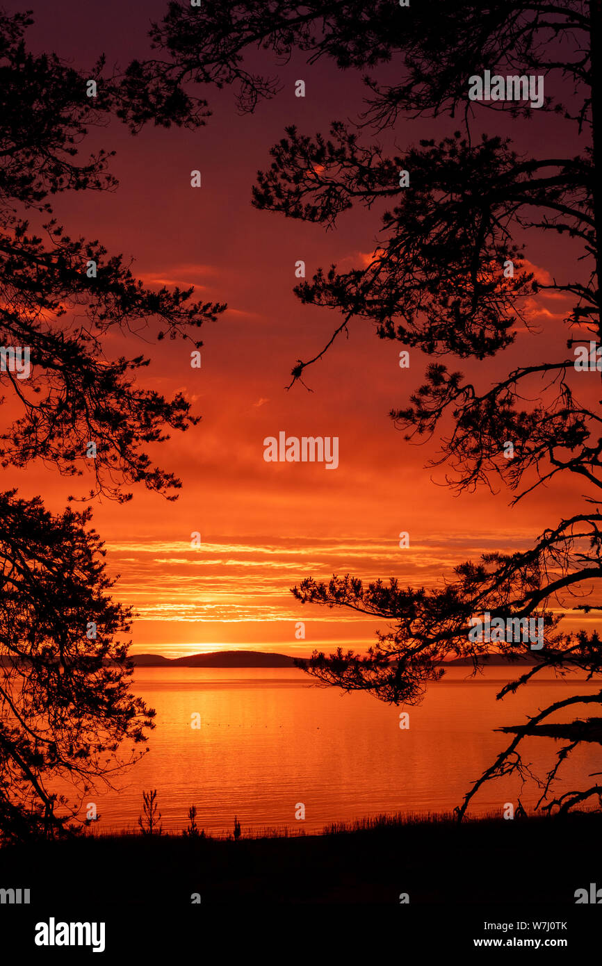 Midnight sun at the polar circle Stock Photo - Alamy