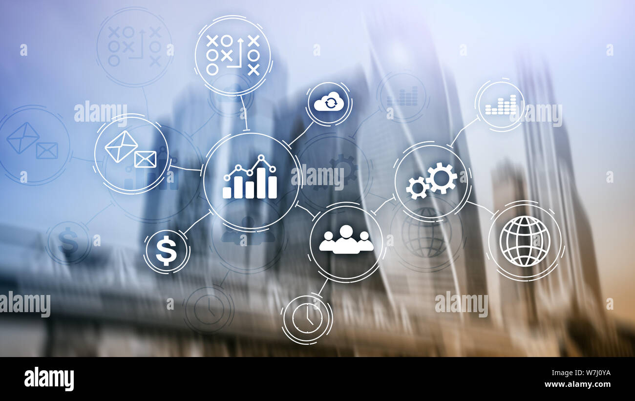 Business process automation concept on blurred background Stock Photo ...