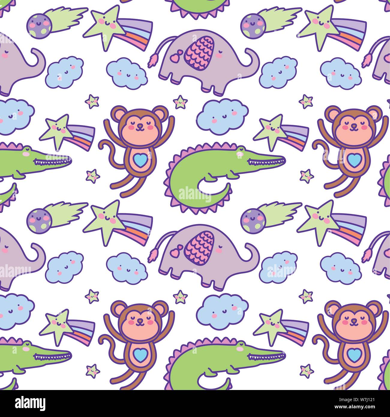Cartoons background design, Kawaii expression cute character funny and ...