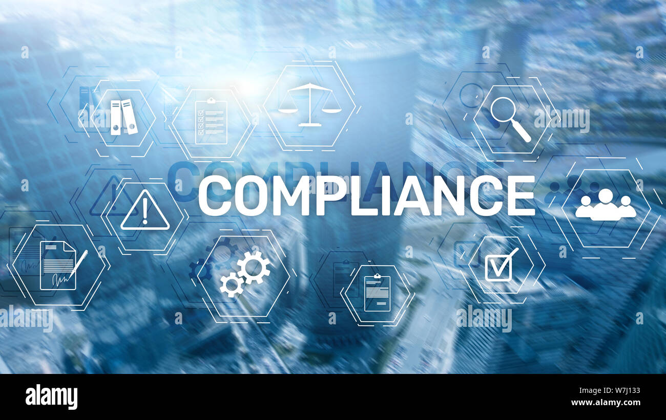 Compliance diagram with icons. Business concept on abstract background ...