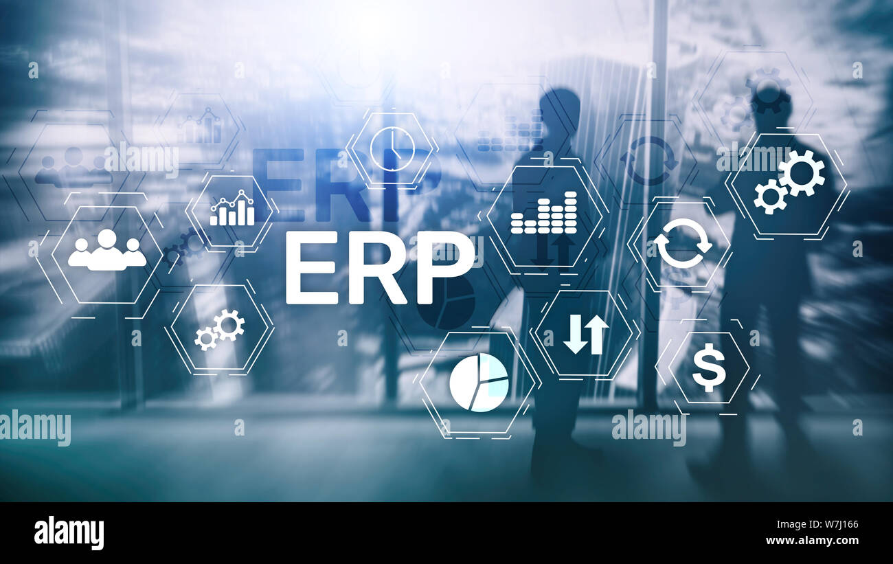 ERP system, Enterprise resource planning on blurred background ...
