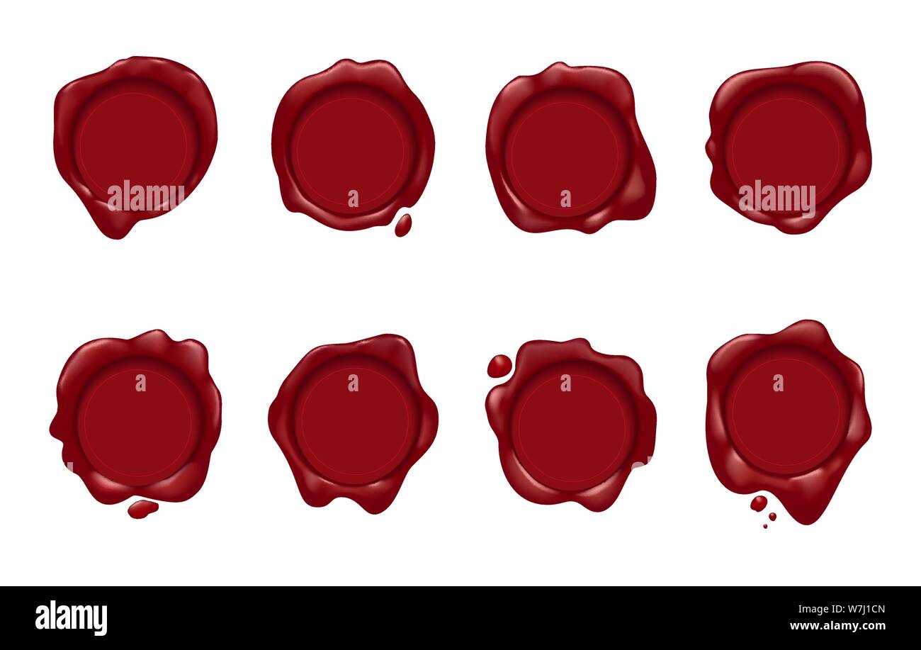 Wax stamp icons. Vector wax seal set for sealed envelope or document ...