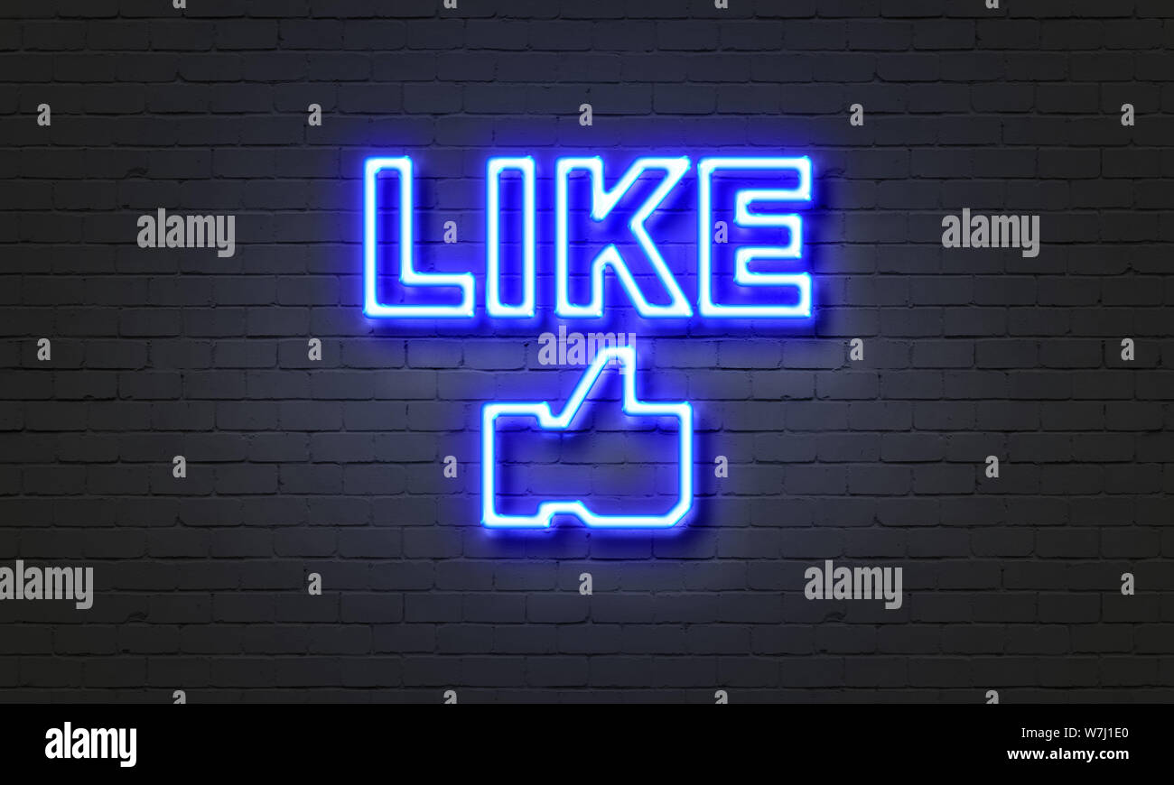 Like neon sign on brick wall background Stock Photo - Alamy