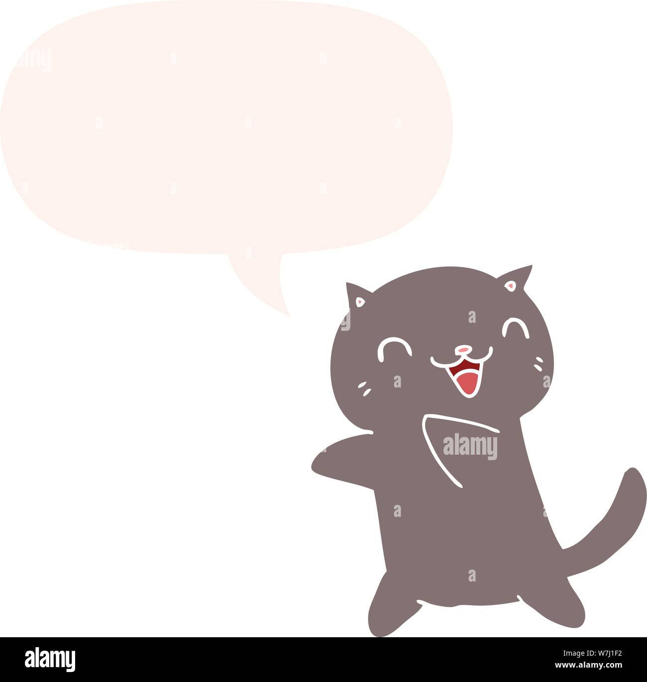 cartoon cat with speech bubble in retro style Stock Vector Image & Art ...