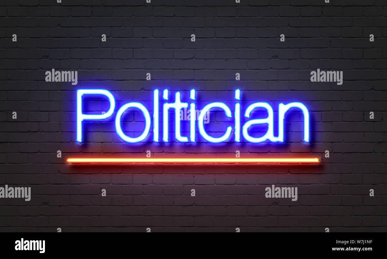 Politician neon sign on brick wall background Stock Photo - Alamy