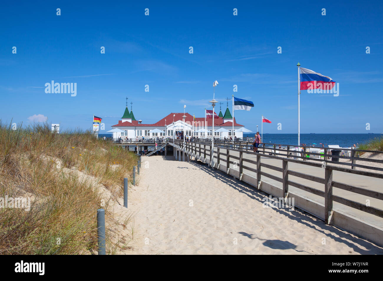 Ahlbeck, Germany - August 3, 2019: Ahlbeck Pier is located in Ahlbeck ...