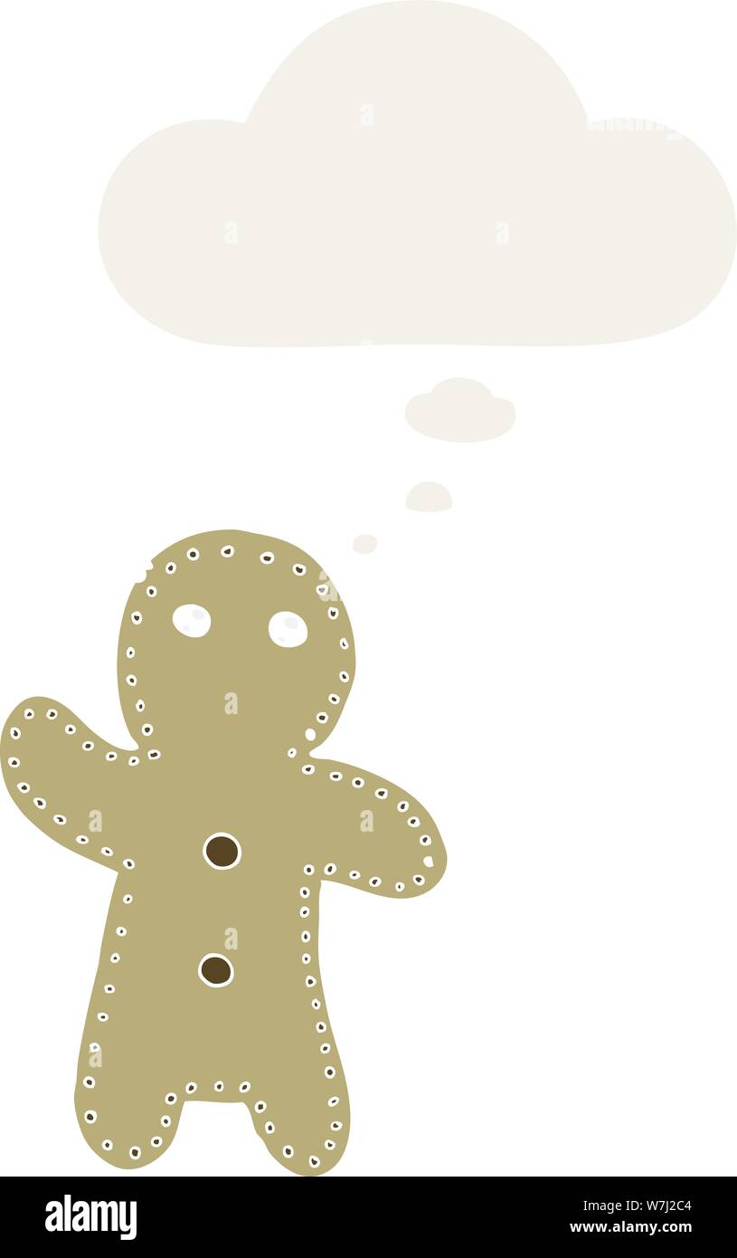 cartoon gingerbread man with thought bubble in retro style Stock Vector ...