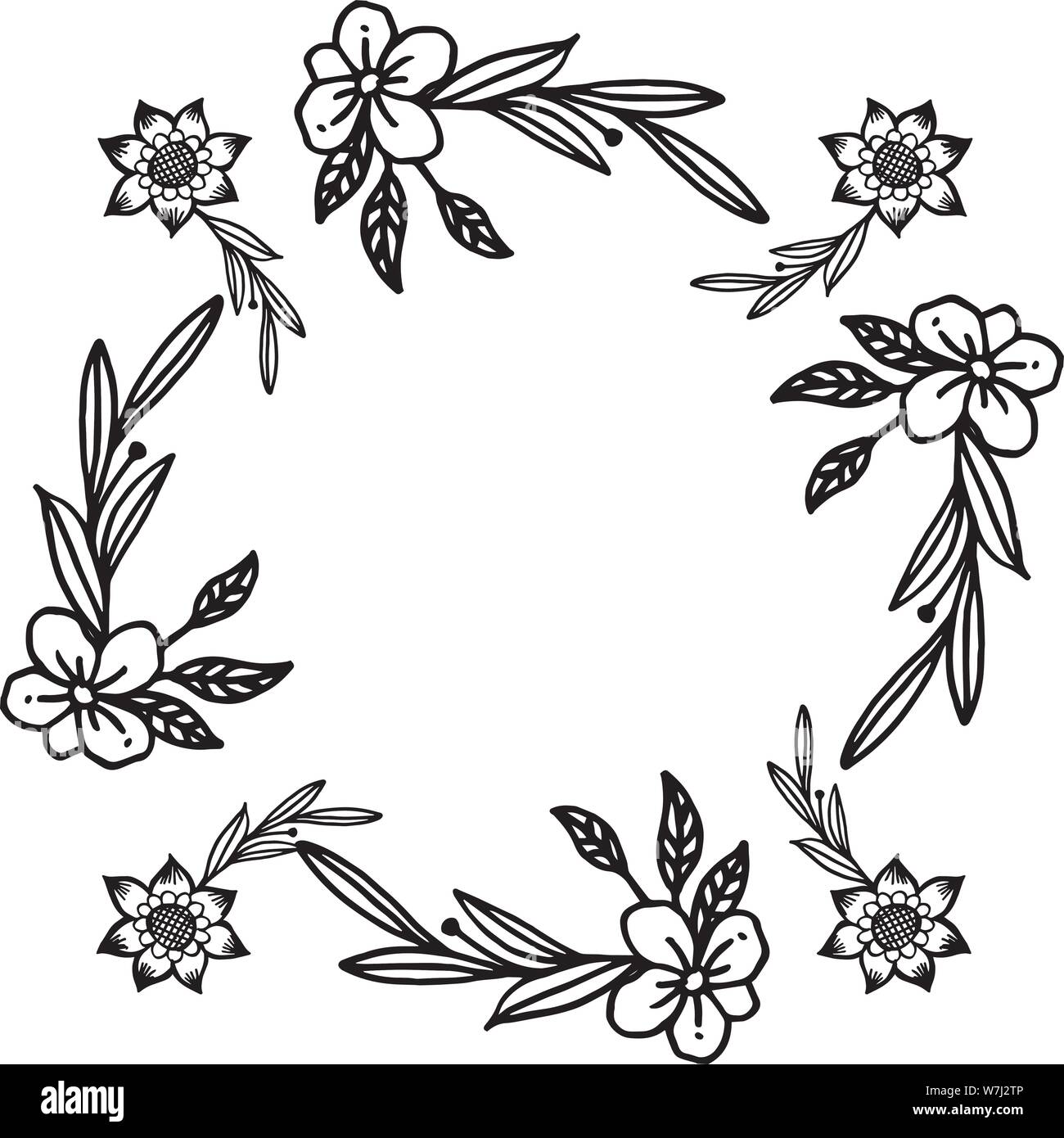 Simple leaf flower frame, with place for your text. Vector illustration ...