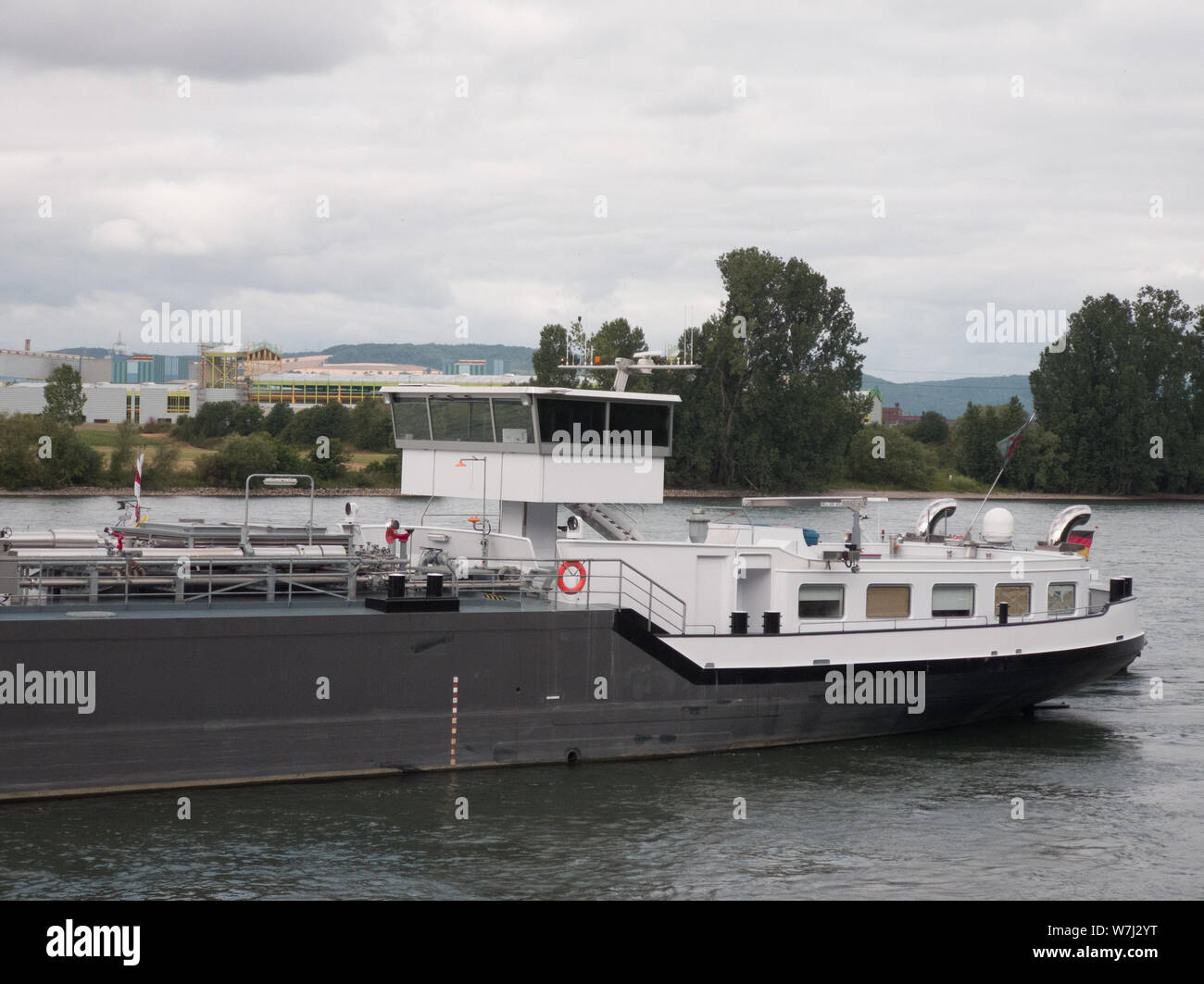 the boat bridge and other parts of a tankship on the river rhine Stock ...