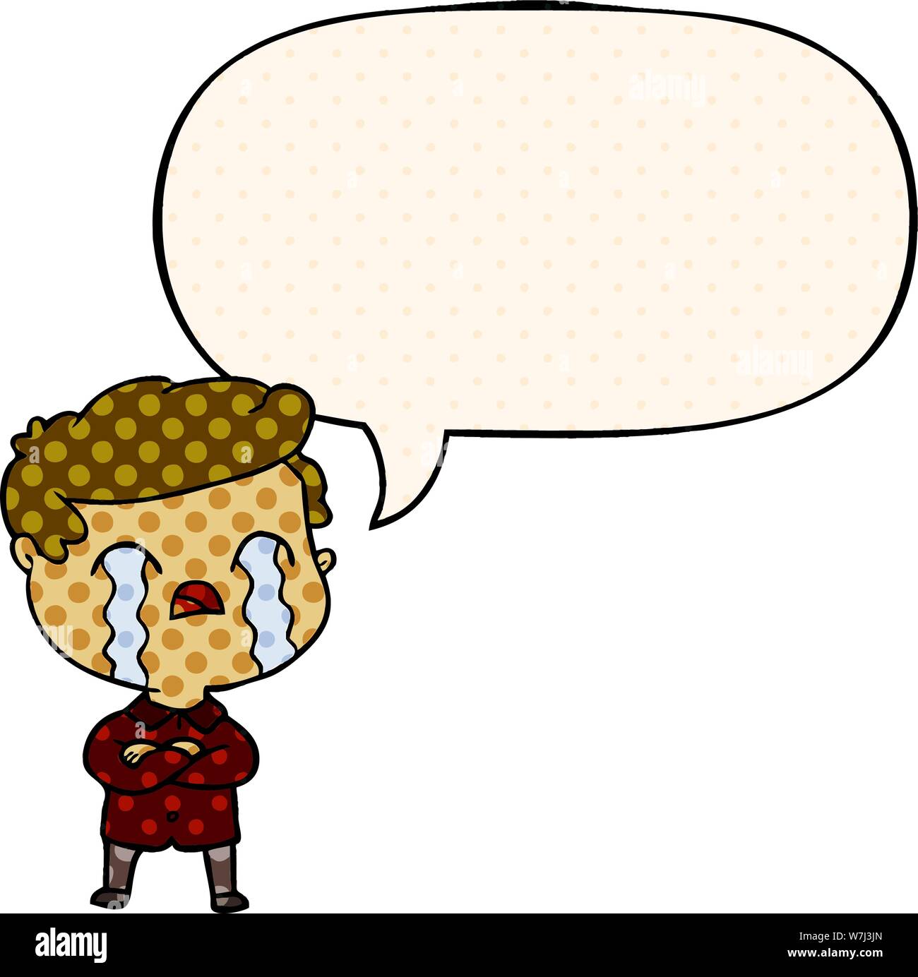 cartoon man crying with speech bubble in comic book style Stock Vector ...