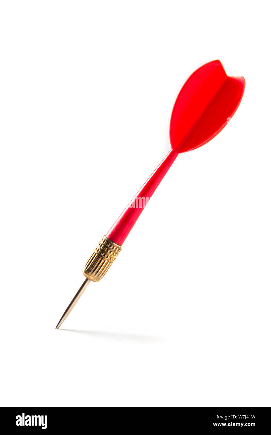 Red dart on a white background. Hit the target Stock Photo - Alamy