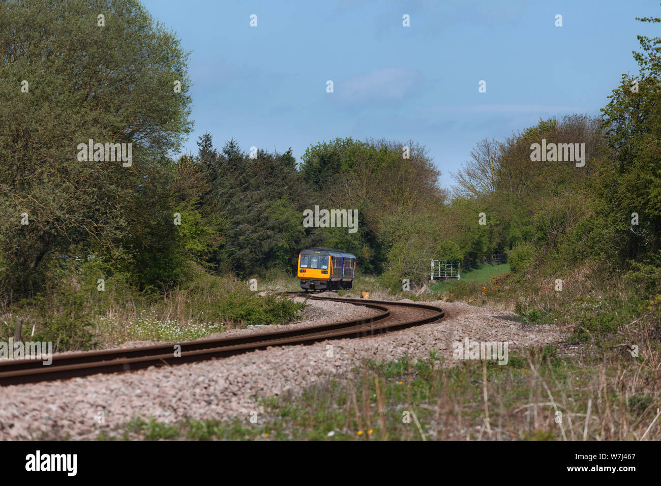 Arriva northern Rail class 142 pacer train 142084 passing Whessoe (Darlington) on the single ...