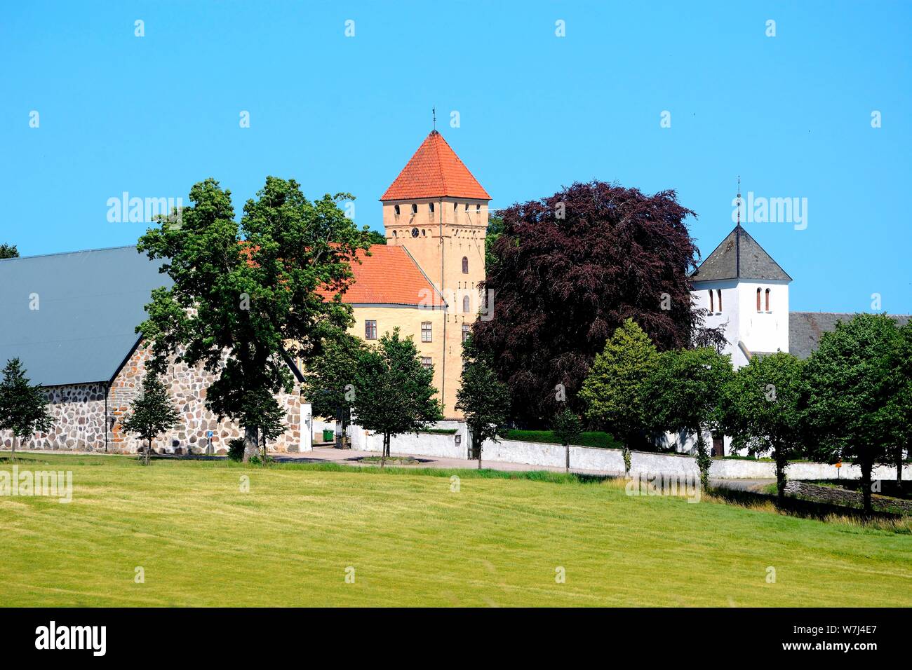 Tosterup manor with castle and church In Tomelilla community, Scania ...