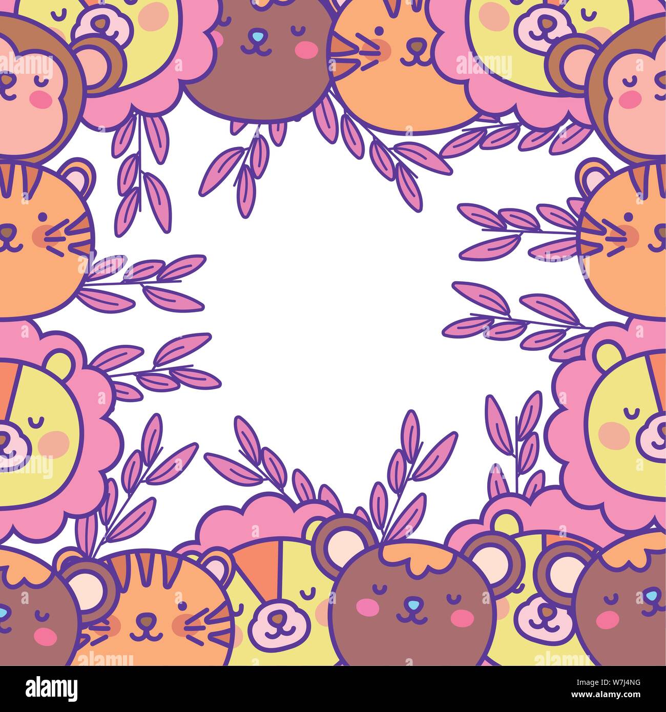 Cartoons frame design, Kawaii expression cute character funny and ...