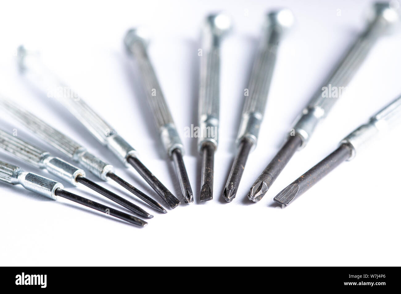 Mini screwdriver set closeup macro isolated on white background Stock ...