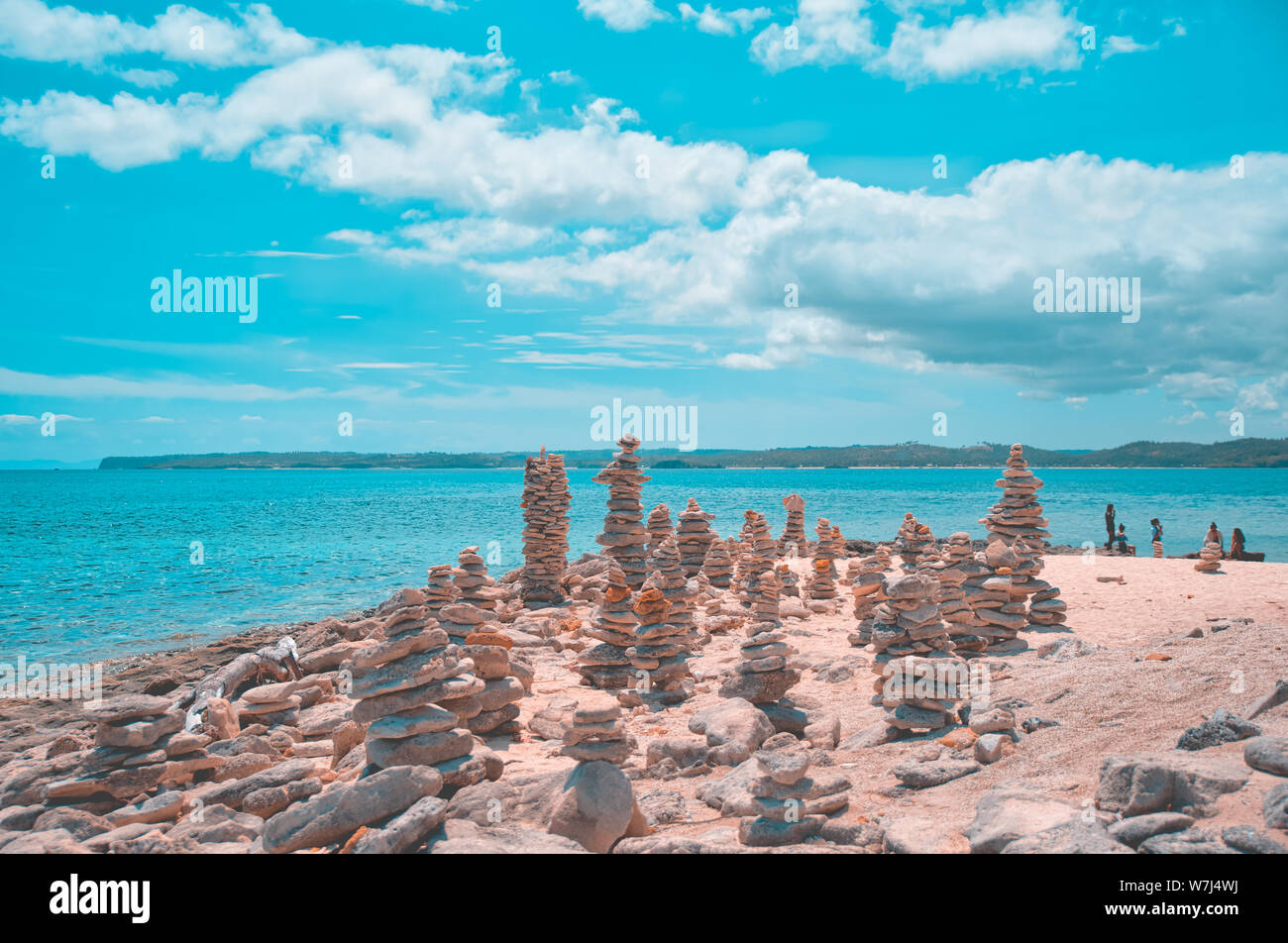 Stone stacked at the beach of Burias Island, Philippines Stock Photo ...