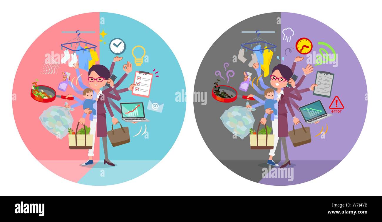 A set of women who perform multitasking in offices and private.There ...