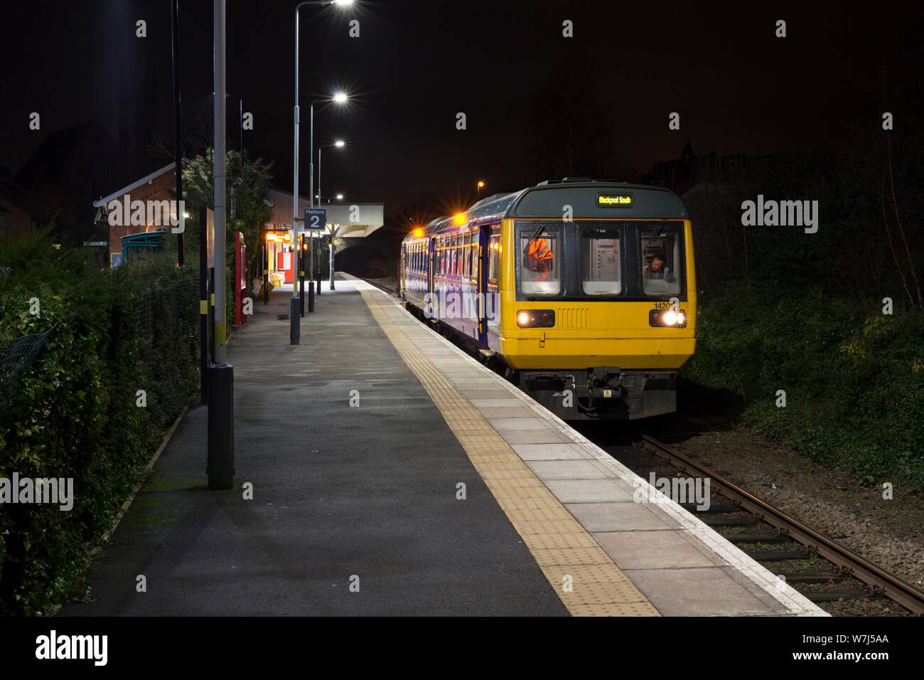 Arriva Northern rail class 142 pacer train at Ormskirk station with a ...