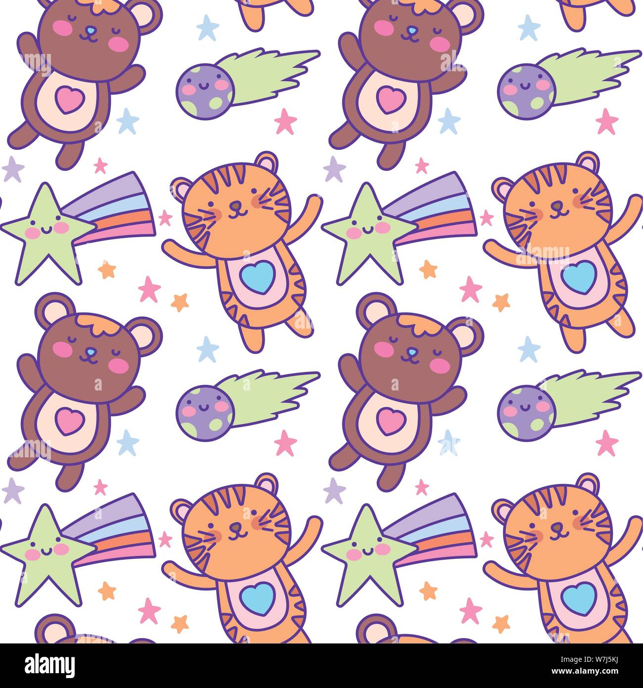 Cartoons background design, Kawaii expression cute character funny and ...