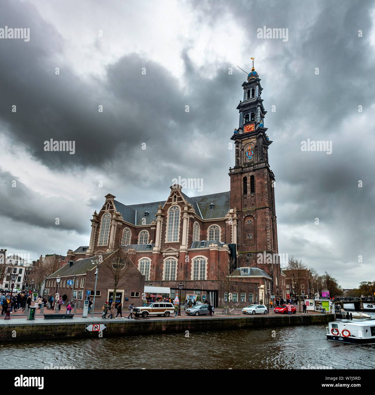 Westerkerk on the Prinsengracht, Amsterdam, North Holland, Netherlands ...