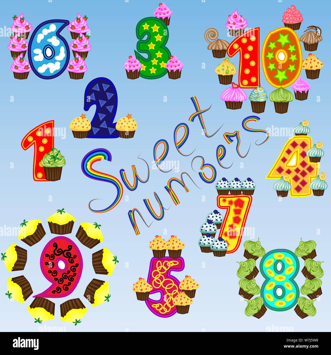 A set of bright figures for children from one to ten, a score of sweets ...