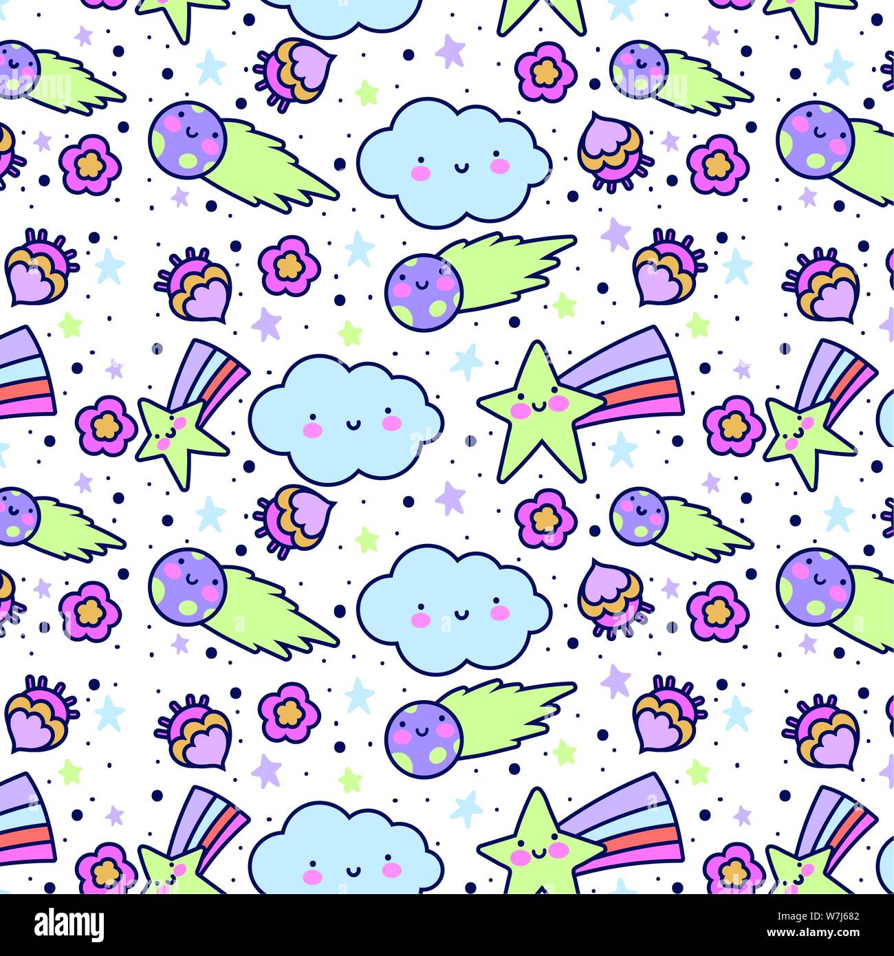 Cartoons background design, Kawaii expression cute character funny and ...